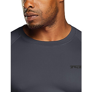 TSLA Men's Thermal Long Sleeve Compression Shirts, Athletic Base Layer Top, Winter Gear Running T-Shirt, Heat Core 2pack Black/Charcoal, Medium