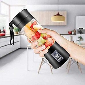 Portable Blender, Personal Blender for Shakes and Smoothies, Personal Size Blenders with USB Rechargeable Mini Fruit Juice Mixer, Mini Juicer Smoothie Blender Bottles Travel 380ML, Blue