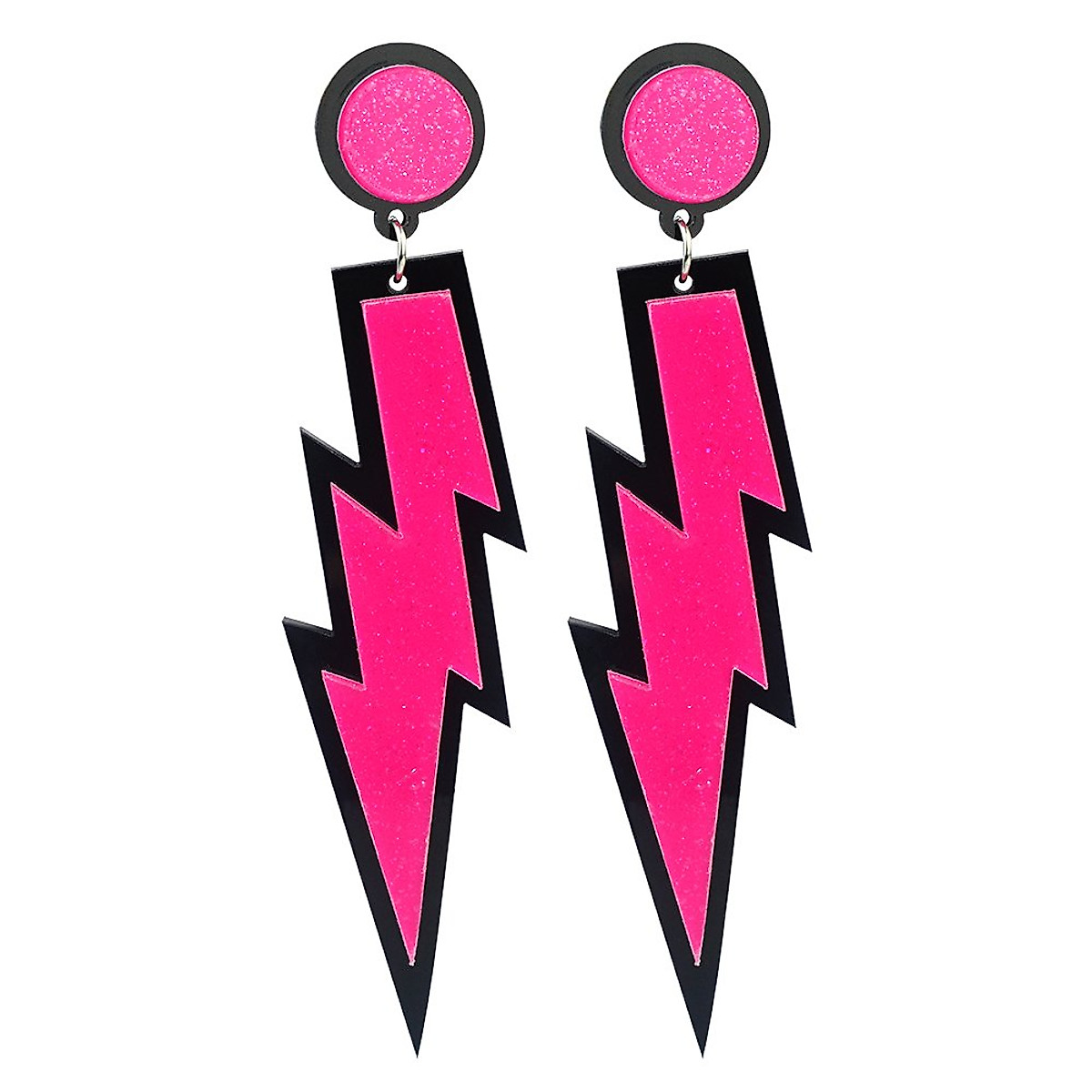 Miayon Women 80s 90s Earrings Retro Delicate Neon Earrings Lightning Drop Hook Earrings for Women (Rose red)