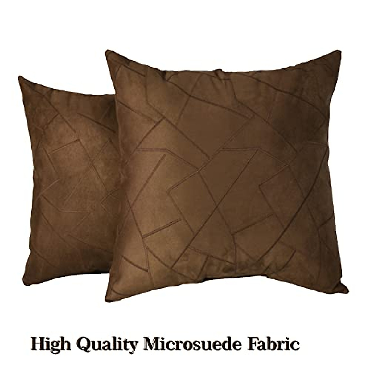 Microtex innovation- Set of 2 Throw Pillows with Stuffing Included, 18x18 Bed Pillows, Filled Embroidered Accent Cushions for Home Décor, Filling 100% Polyester Fiber, Made in USA (Brown)