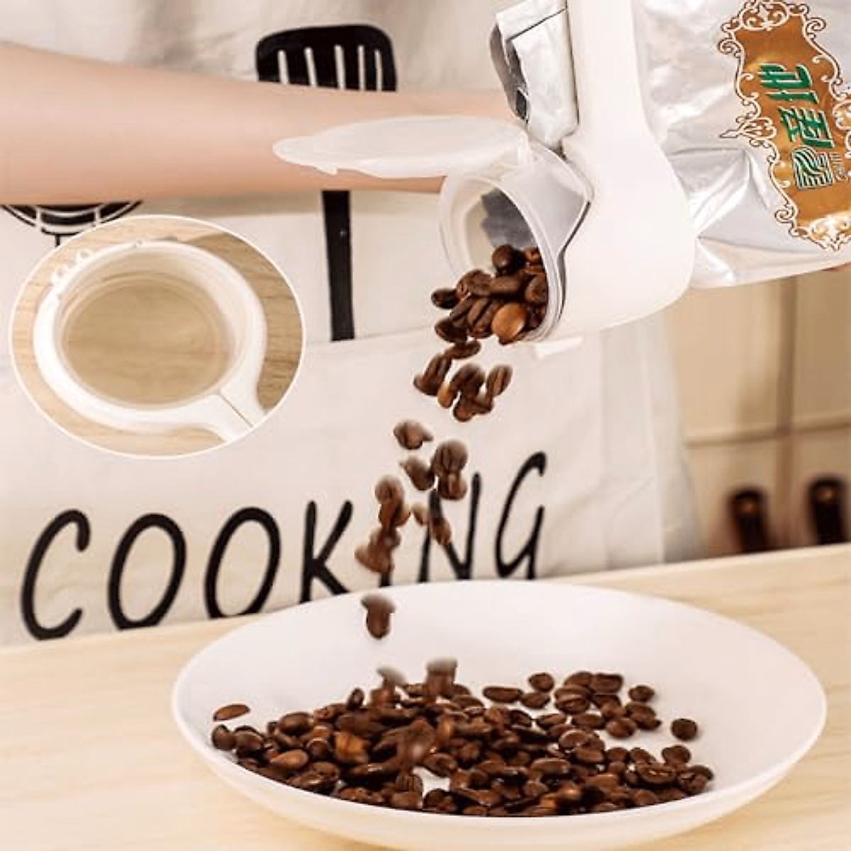 swmkwp Seal and Pour Bag Clip, Bag Clips with Pour Spout, Food Bag Clips with Pour Spouts, Reusable for Snack, Oats, Small Food, Liquid, Flour Food(B)