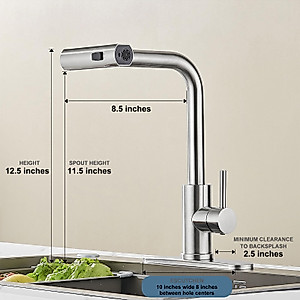 AVSIILE Kitchen Faucets with Pull Down Sprayer, Brushed Nickel Waterfall Touch Single Hole Handle Stainless Steel Kitchen Sink Faucet, Commercial Modern Faucets for Pull-Down Sprayer Kitchen Sinks