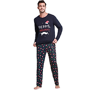 VENTELAN Family Matching Christmas Pajamas Set Holiday Santa Claus Sleepwear Cotton PJS Set for Couples and Kids