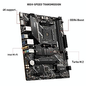 MSI MAG A520M Vector WiFi Gaming Motherboard (AMD AM4, DDR4, PCIe 3.0, SATA 6Gb/s, 1* M.2, USB 3.2 Gen 1, HDMI/DP, WiFi 5, Micro-ATX)