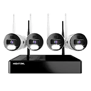 Night Owl Sp, Llc Night Owl 10 Channel Bluetooth Video Home Security Camera System with (4) Wi-Fi IP 4K HD Indoor/Outdoor Spotlight Cameras 2-Way Audio and 1TB Hard Drive, BTWN8-4L1