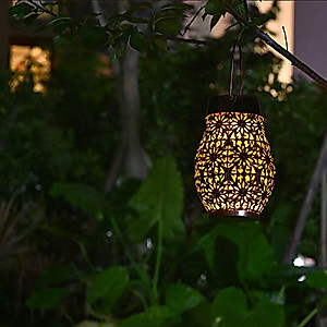 Shengming Daisy Design Super Big & Bright Lantern Hanging Garden Outdoor Solar Lights Metal Waterproof LED Table Lamp Decorative (Oval Shape) l