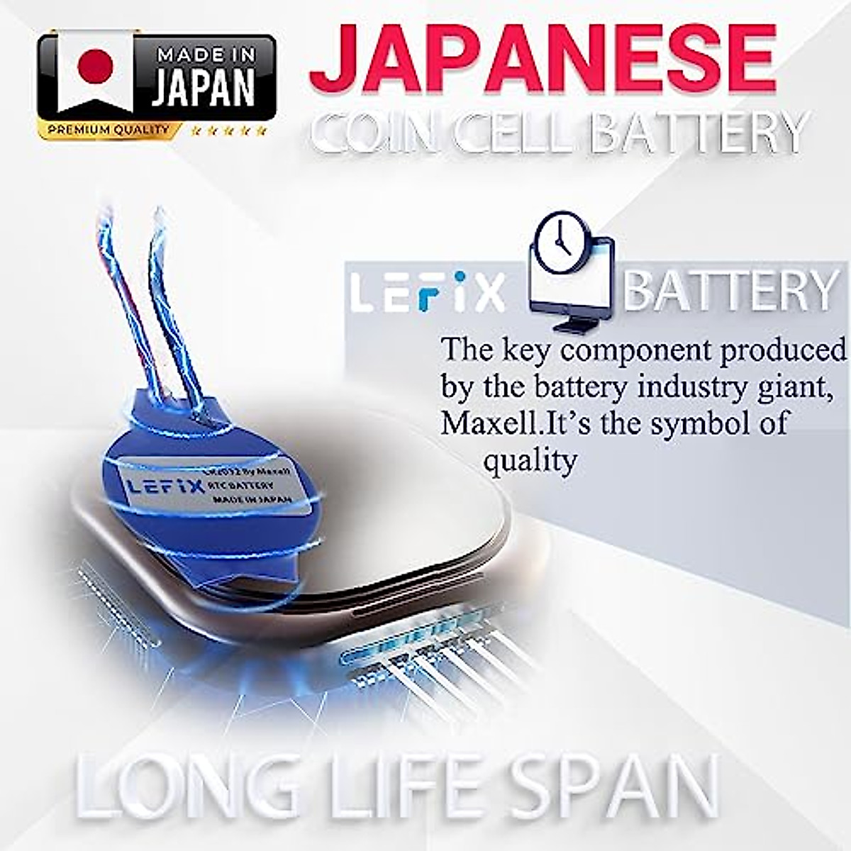 LeFix CMOS Battery for Intel NUC and AsRock AM1H-ITX Motherboard Playstation PS2 PS3 Slim - Laptop Backup BIOS RTC 3V CR2032 Battery Connector Reverse Polarity