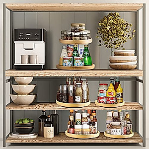 2 Tier Bamboo Lazy Susan Organizer for Kitchen,Turntable for Cabinet,Turntable Organizer for Cabinet Pantry Table Organization