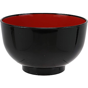 Ebros Gift Made In Japan Traditional Black Red Lacquer Copolymer Plastic Small Bowl 16oz Set of 10 For Salads Greens Rice Cold Cuts 5.5"Dia Japanese Restaurant Supply Bowls Home Kitchen