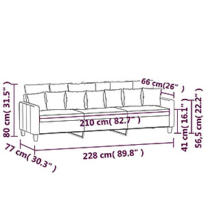 vidaXL 3-Seater Sofa: Modern Design, Durable Fabric, Breathable and Comfortable with Plywood and Metal Frame in Light Gray