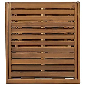 EstaHome Folding Sun Lounger | Foldable Chaise Lounge | Adjustable Outside Patio Sunlounger | Outdoor Wooden Garden Lounge Chair | Weather Resistant Brown Solid Acacia Wood 78.7" x 24" x 11.8"-33.9"