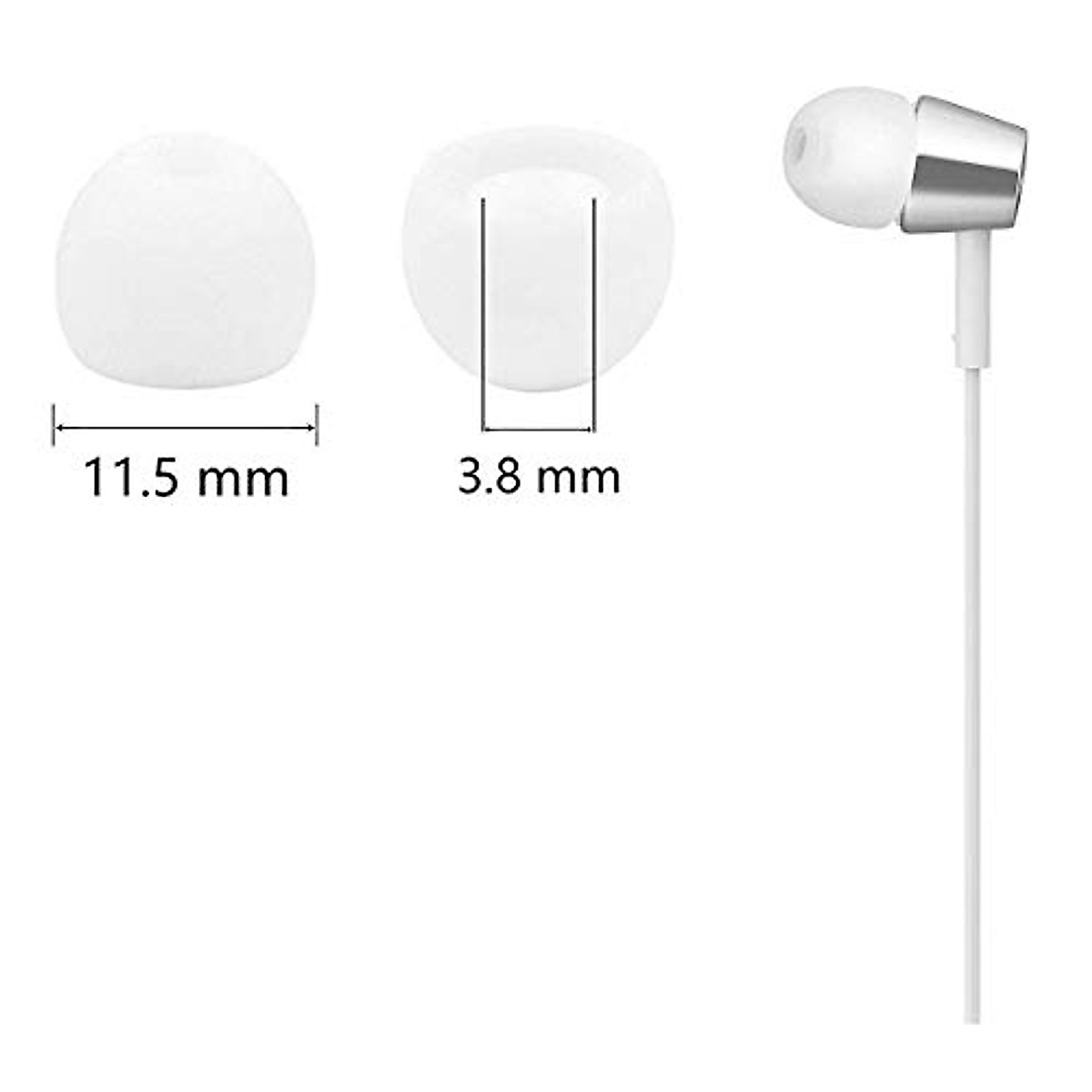 Zotech 10 Pairs Replacement Silicone Earbud Tips, Fit for Samsung Sony Monster Senso Anker Taotonic TOZO T10 Headphone, White (Medium)