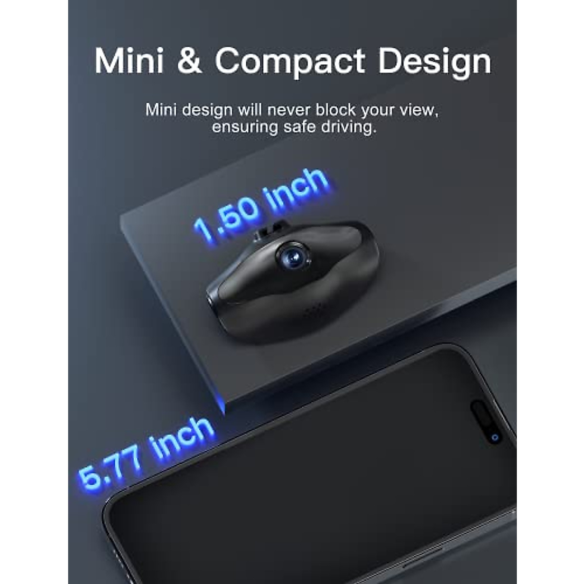 2K Dash Cam Front 1440P, GOODTS Car Camera with 2.45” IPS Screen, Mini Dash Camera for Cars with 150°Wide Angle, Dashcam with G-Sensor, Loop Recording, Parking Monitor, 64GB SD Card, SD Card Reader