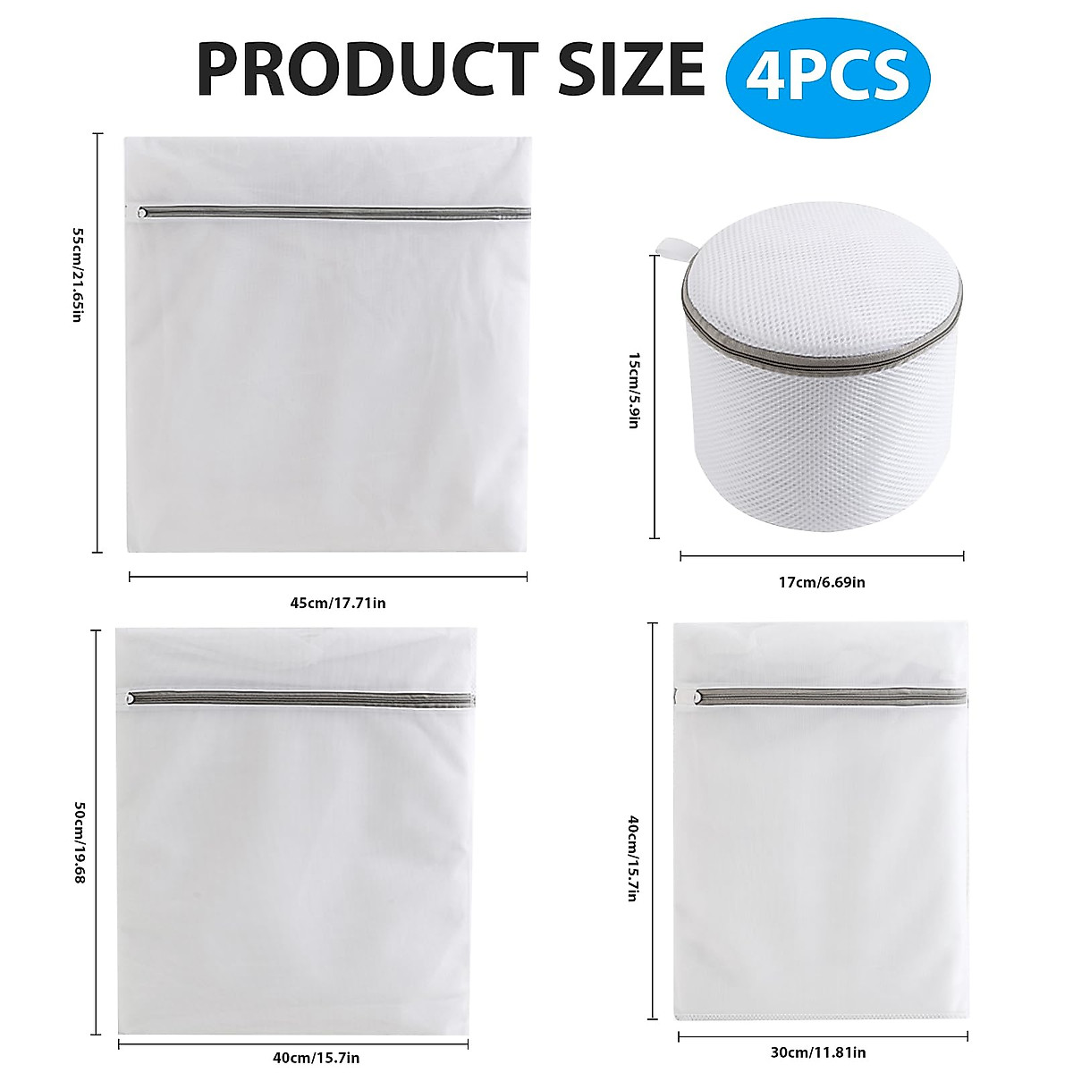 Rukinovi 4Pcs Mesh Laundry Bags,Small Fine Mesh Wash Bags for Clothes and Lingerie Wash Bag(1 Large 1 Medium 1 Small 1 Brabag) (A-1 small 1 medium 1 large)