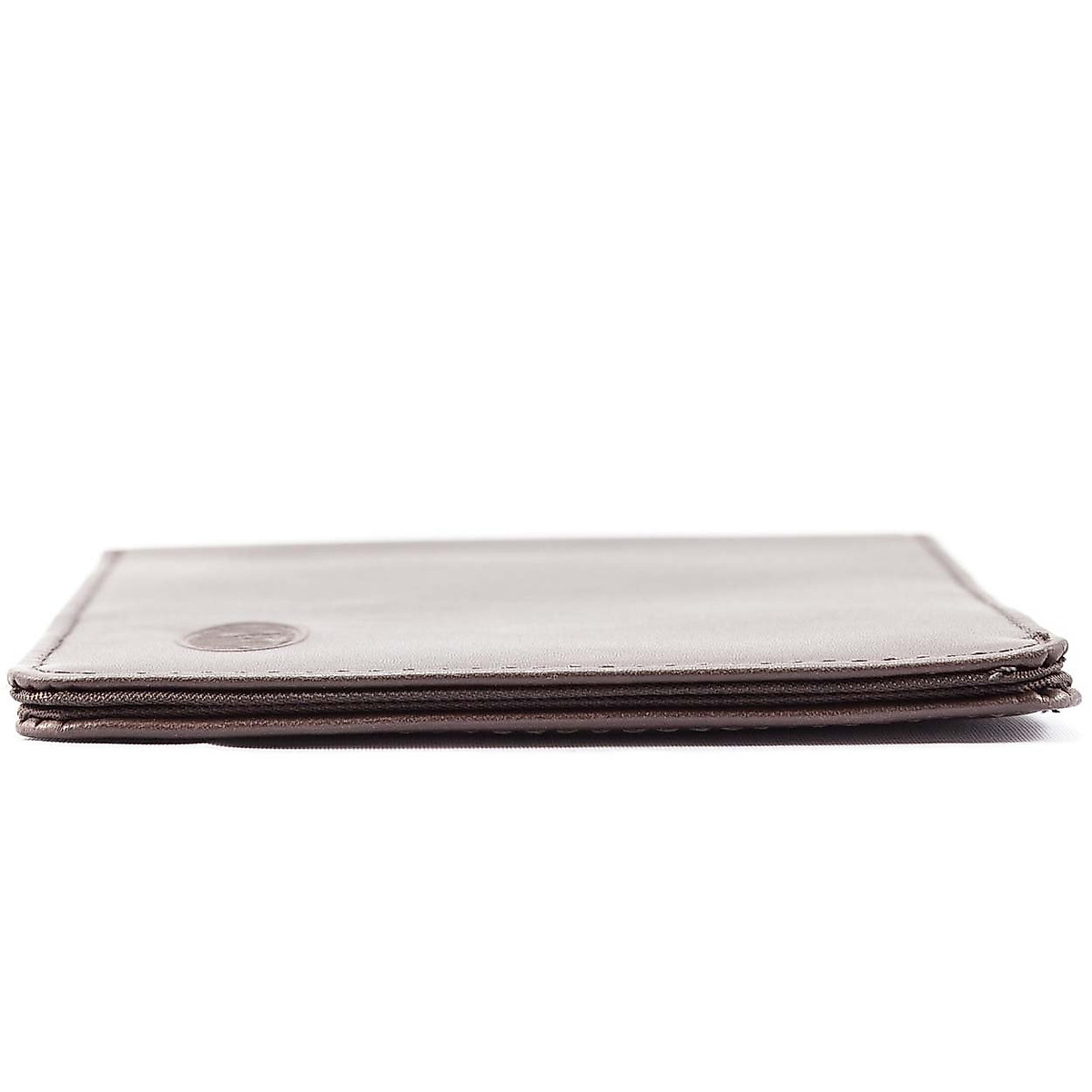 Big Skinny Men's Super Stretch Skinny Leather Bi-Fold Slim Wallet, Holds Up to 30 Cards, Brown (SKNYLSSBR)