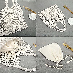 Women Straw Handbag Summer Beach Tote Handmade Woven Shoulder Bag Fishing Net Hobo Purse