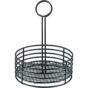 G.E.T. Enterprises Black Round Stainless Steel Condiment Caddy Iron Teflon Coated Table Caddies Collection 4-31850 (Pack of 1)