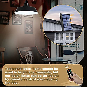 SyouHome Solar Hanging Lights Outdoor Waterproof Solar Shed Lights with Remote Control, 4 Lighting Modes Solar Pendant Lamp for Home Indoor Garden Yard Barn Gazebo, Available Daytime (2 Pack)