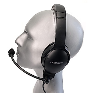 Crystal Mic Pro Lightning with TSOd Intricon Microphone. Compatible with BoseQC45 Noise Cancelling Headphones. Transforms Your Headphone into ANR Aviation Headset.