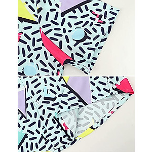 Arssm Mens 2 Pieces Vintage Shirts and Shorts Set 80s 90s Outfit Button Down Beach Suit Quick Dry for Vintage Halloween Party(Green-XL)