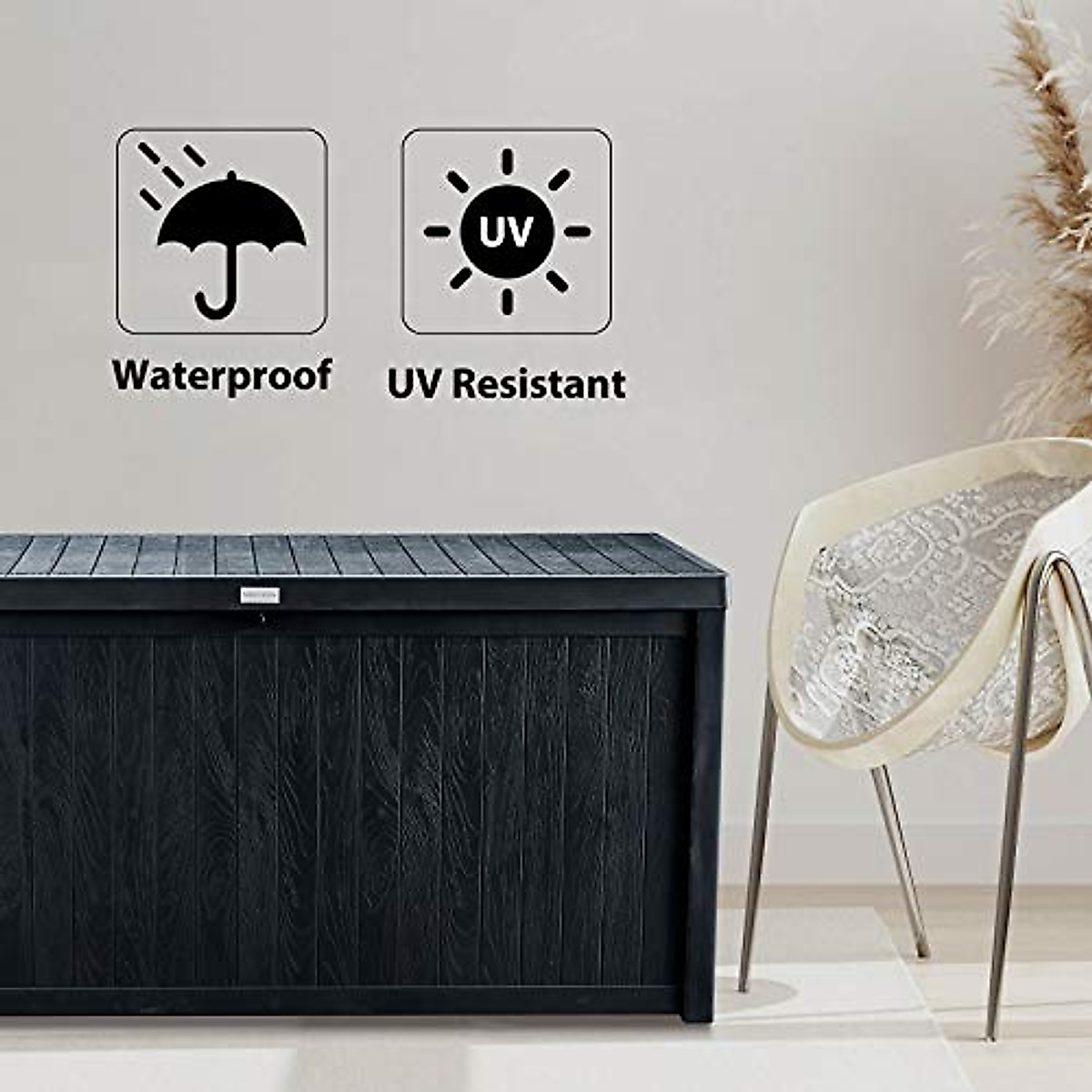 AVAWING Large Deck Box, Outdoor Storage Container with 120 Gallon, Patio Garden Furniture for Garden Tools, Pillows, Pool Toys, Black