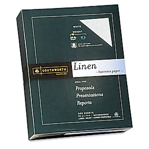Southworth 554C 25% Cotton Linen Business Paper White 24 lbs. 8-1/2 x 11 500/Box FSC