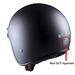 1Storm Motorcycle Mopeds Open Face Helmet Scooter Pilot Half Face Helmet with Peak Visor, Matt Black Large