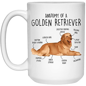 GreenStar Gifts Funny Golden Retriever Coffee Mug, Cute Golden Retriver Gift, Dog Lover, Gift For Her, Him, Golden Retriever Mom, Dad, Anatomy, Birthday 11oz, White (MUG-PKMXFKEDN3-11oz)