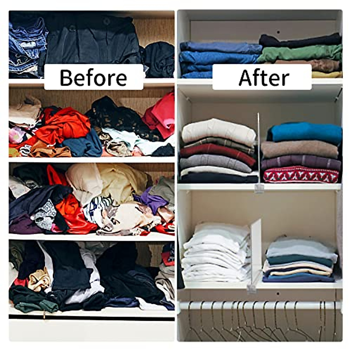 gbayle 10 PCS Acrylic Clear Closet Shelf Divider，Closet Organization for Wooden Shelving Suitable for Vertical Shelves Or Bedroom, Kitchen,Books,Towels and Hats, Purses Separators and Office