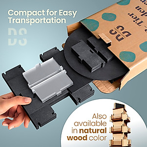 DS THE DISPLAY STORE 3 Tier Rotating Sticker Display Stand for Vendors, Black Wooden Countertop Organizer Shelf for Coasters, Retail, Showcase, Tradeshow