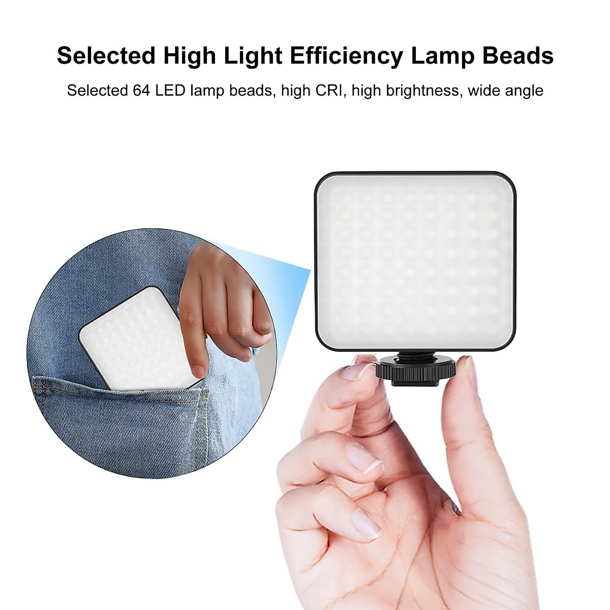 LED Video Light with 3 Cold Shoe, PULUZ on Camera Video Light LED 49 3W Dimmable Video Splicing Fill Light with 1/4" Thread for Canon for Nikon for Sony and Other DSLR Cameras