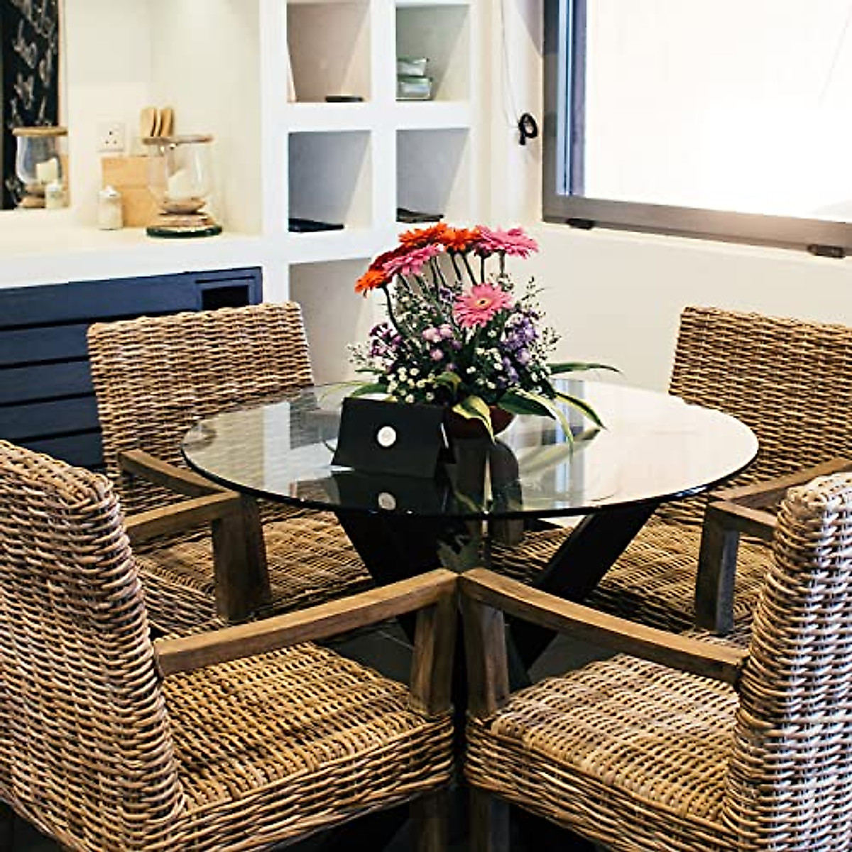 Fab Glass and Mirror 42" Inch Round 1/4 Inch Thick Flat Polished Tempered Glass Table Top, 42 Inch, Clear