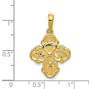 IceCarats 14K Yellow Gold Four Way Holy Cross Religious Medal Necklace Christian Pendant Scapular Charm 28mm x 17.75mm Only