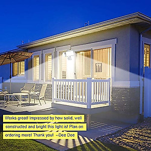 DLLT LED Motion Sensor Outdoor Light, 20W 6000k Plug in Security Lights 2 Adjustable Heads IP65 Waterproof Motion Detected Flood Light for Garage Yard Garden Porch