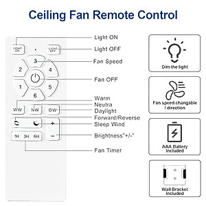 Wellspeed Ceiling Fans with Lights and Remote, 48 Inch Ceiling Fan with Reversible Blades, Quiet Motor, Modern Ceiling Fan for Living Room, Bedroom, Patios, Dining Room (Black, 48 Inch)