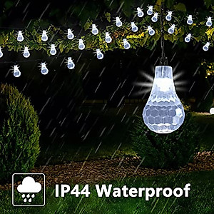 AIDDOMM 30FT 50 LED Solar String Lights, Hanging Solar Outdoor Waterproof, IP: 44, Hanging String Lights for The Garden, Wedding Festivals to Bring Romantic Atmosphere, 2 Models