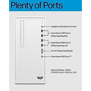 HP Pavilion Desktop TP01-3016 PC Intel Core i5-12400 2.50 GHz (up to 4.4 GHz) 12 GB DDR4-3200 RAM 256 GB PCIe NVMe TLC M.2 SSD Intel UHD Graphics 730 Windows 11(Renewed)