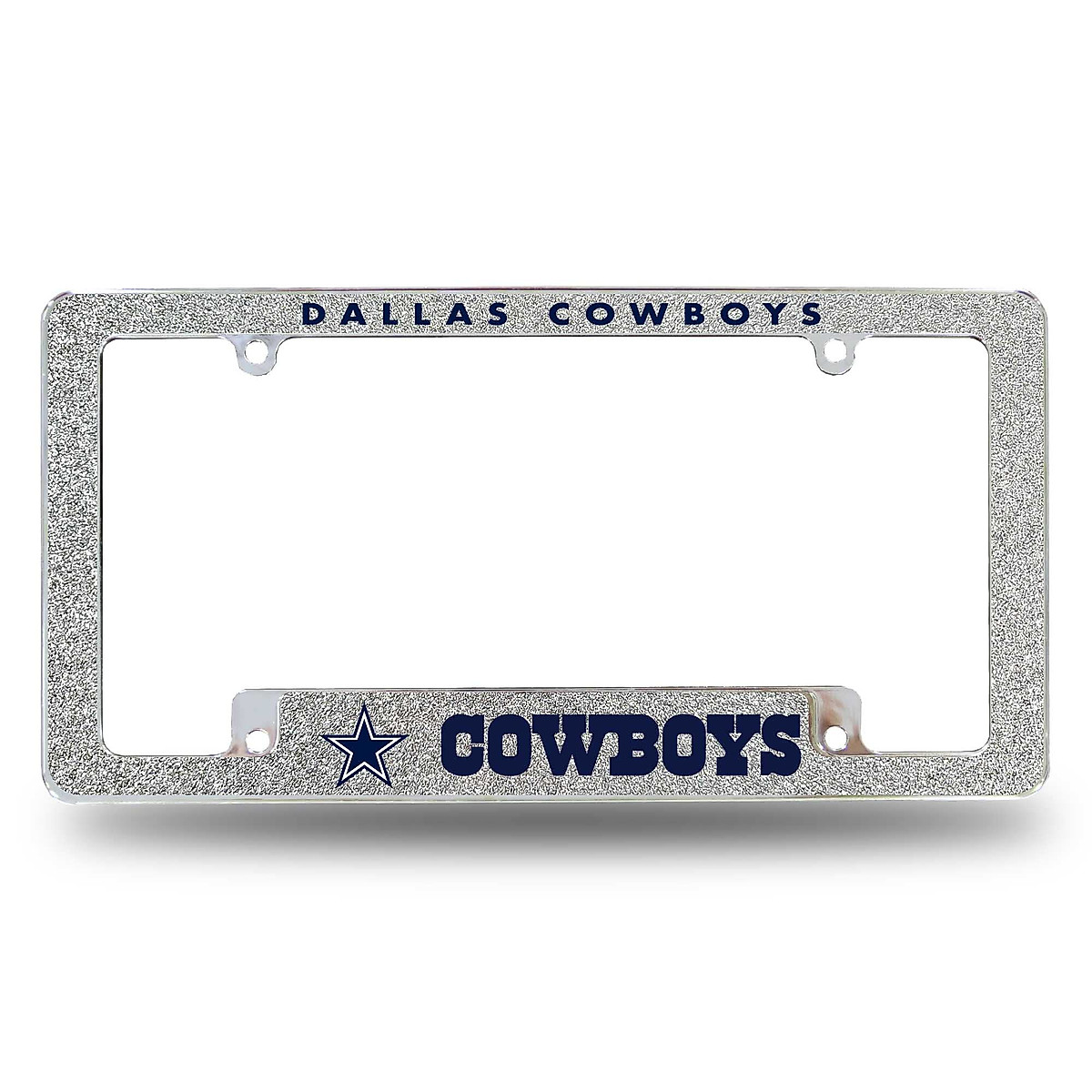 Rico Industries NFL Dallas Cowboys Chrome All Over Automotive Bling License Plate Frame 12' x 6' Chrome All Over Automotive Bling License Plate Frame Design for Car/Truck/SUV