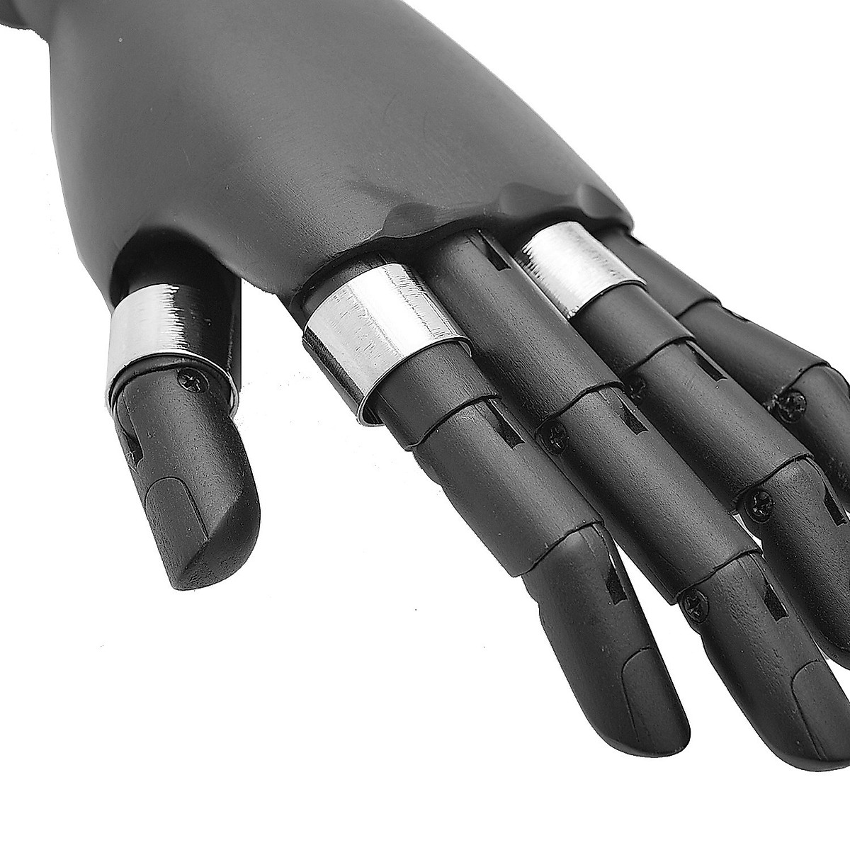 Spinningdaisy Adjustable Brushed Metal Tube Knuckle Ring Set of 3 (Silver Plated)