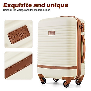 Coolife Suitcase Set 3 Piece Luggage Set Carry On Travel Luggage TSA Lock Spinner Wheels Hardshell Lightweight Luggage Set(White, 3 piece set (DB/TB/20))