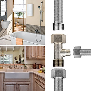 FERCAISH 7/8 T Adapter Brass Adaptor, 3 Way Tee Connector Valve for Plumbing Splitter Toilet Handheld Bidet Sprayer Faucet,Three Way Connector Diverter Valve