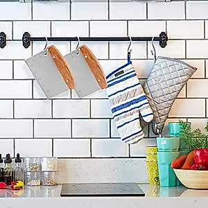 Bench Scraper Set of 2, HaSteeL Metal Dough Scraper Cutter Pastry Chopper with Wooden Handle, Heavy Duty Stainless Steel Griddle Scraper with Measuring Marks for Cooking Baking Grilling