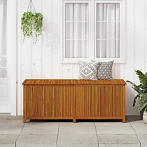 vidaXL Outdoor Storage Box, [Load Capacity Gallon] Deck Box with Gas-Lift Lid, Storage Chest with Water-Resistant Zippered Bag Inside, 78.7''x31.5''x29.5'', Solid Acacia Wood