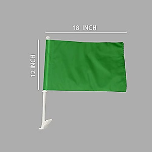 Solid Green Car Window Clip Flag Fade Resistant Vehicle for Patriotic, Sports Events, Parades - Premium - Double Side Printing (Pack of 100)