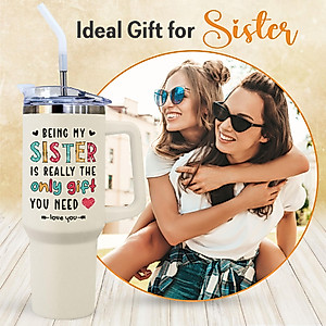 Sister Gifts from Sister, Brother - Sister Birthday Gift Ideas - Sister Birthday Gifts, Christmas Gifts for Sister, Birthday Gifts for Sister - Little, Big Sister Gifts - 40Oz Tumbler with Handle
