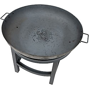 Sunnydaze 30-Inch Cast Iron Round Fire Pit Bowl with Built-in Log Rack - Wood Burning