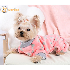 Dog Pajamas for Small Dogs Girl Boy Winter Onesies Pjs Cold Weather Puppy 4 Legged Sweater Clothes for Chihuahua Yorkie Teacup Jumpsuit Cute Pet Outfits Apparel Coats (Small, Polka Dot)