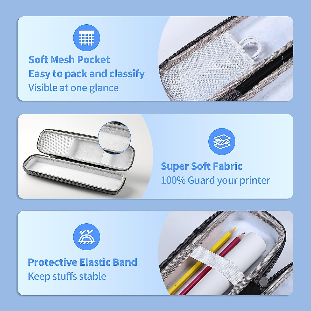 Omezizy M08F Portable Printer Case - Sturdy EVA Travel Bag, Compatible with Itari, PhoPRT, COLORWING, Odaro, Phomemo Portable Printer and HPRT MT800 Thermal Printer, Lightweight