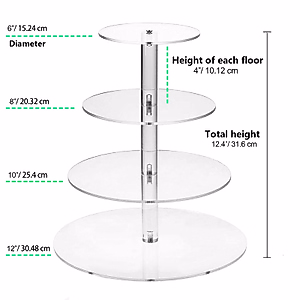 SOQKEEN 4 Tier Acrylic Cupcake Stands for Dessert Table Cupcake Tower for Wedding Birthday Afternoon Tea Theme Party Decoration