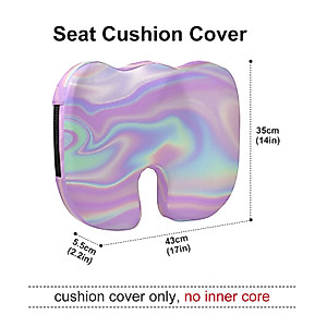 Iridescent Liquid Abstract Art Rainbow Pink Turquoise Marble Memory Foam Seat Cushion Cover Stretch Removable Washable U Shaped Seat Cushion Cover for Home Office Car 17 x 14 x 2.2inch